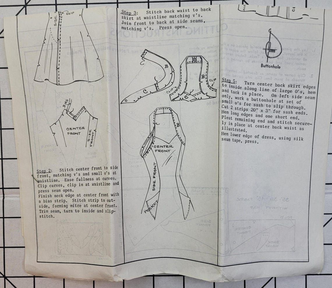 Vintage 50s Parade Mail Order Sewing Pattern 434 Misses Back Wrap ...
