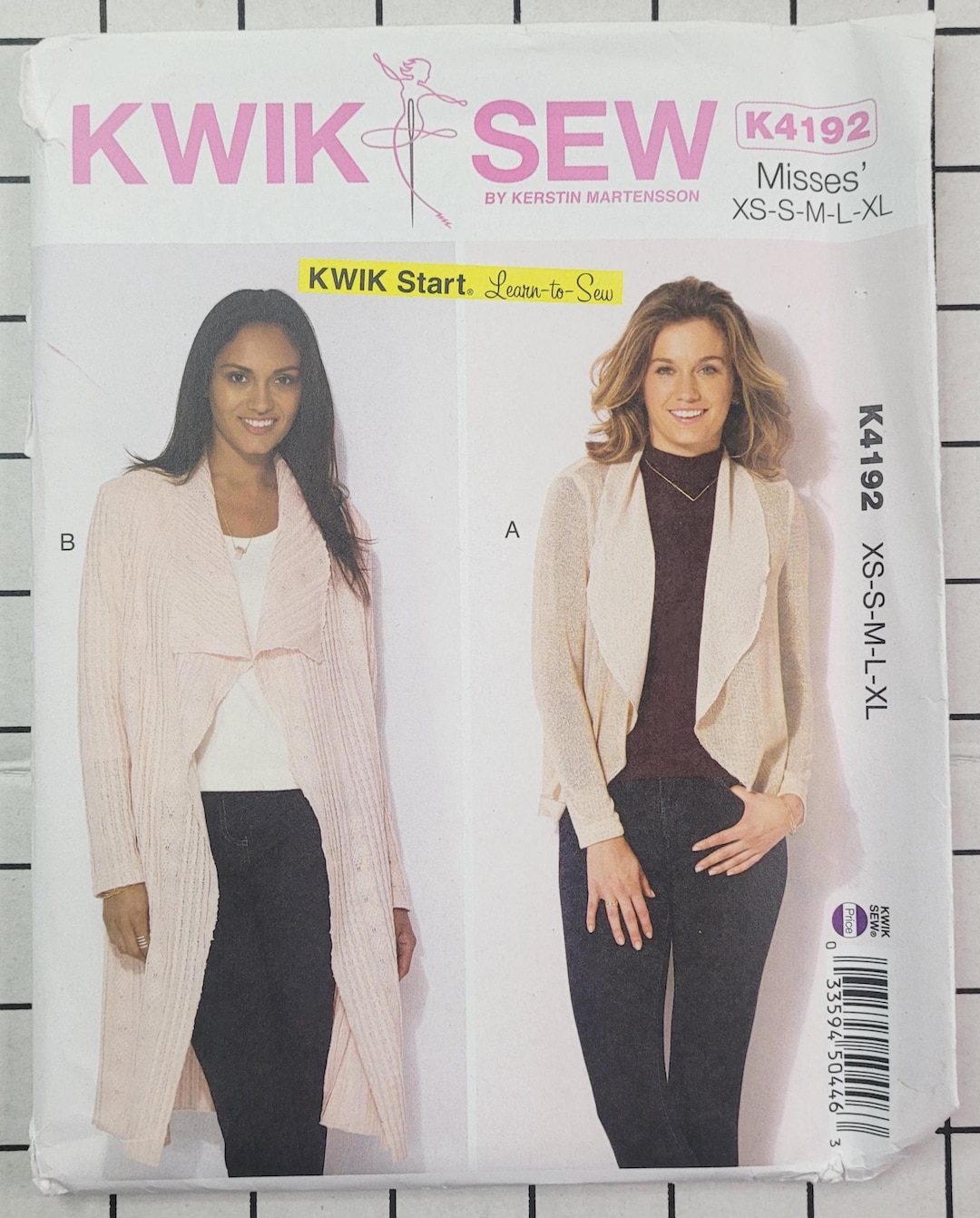 Uncut Kwik Sew Pattern 4192 Learn to Sew Misses Shawl Collar, Open ...
