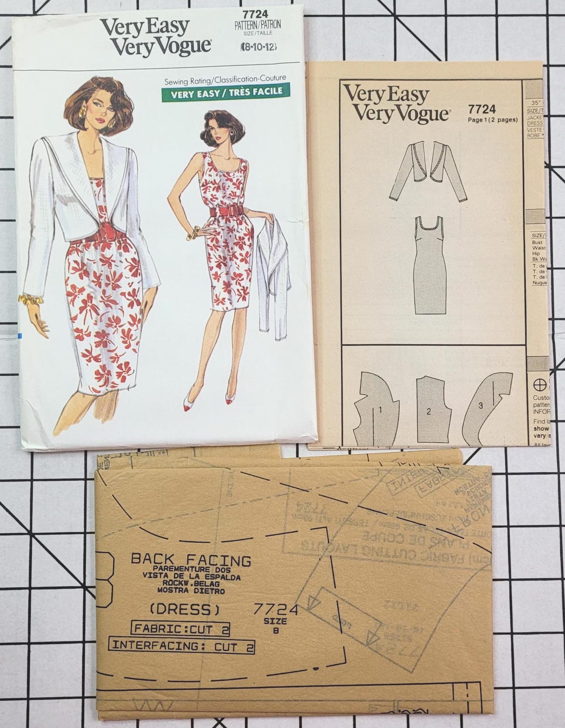 Uncut Vintage 90s Vogue Sewing Pattern 7724 Misses Unlined Jacket ...