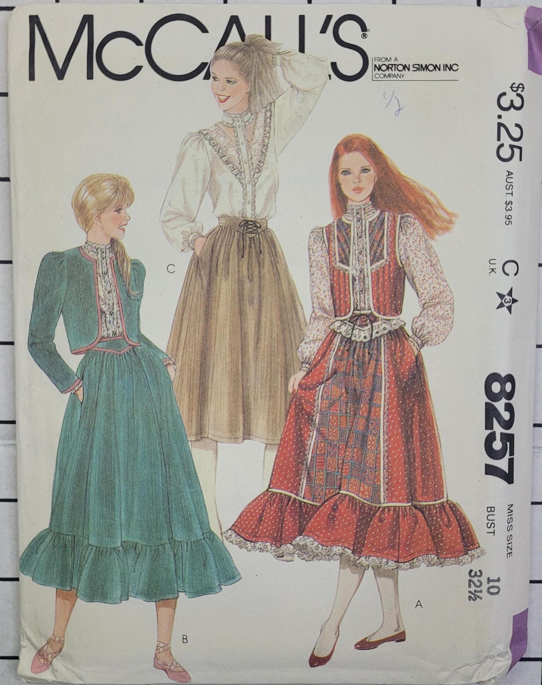 Uncut Vintage 80s Mccall's Sewing Pattern 8257 Misses Cottagecore ...