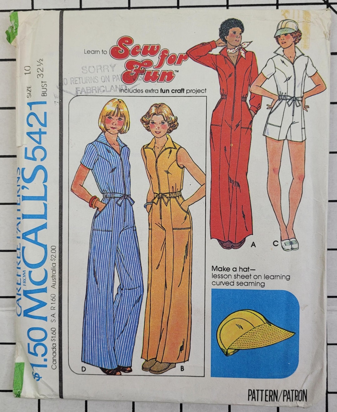 Vintage 70s Mccall's Sewing Pattern 5421 Misses Jumpsuit in Two Lengths ...