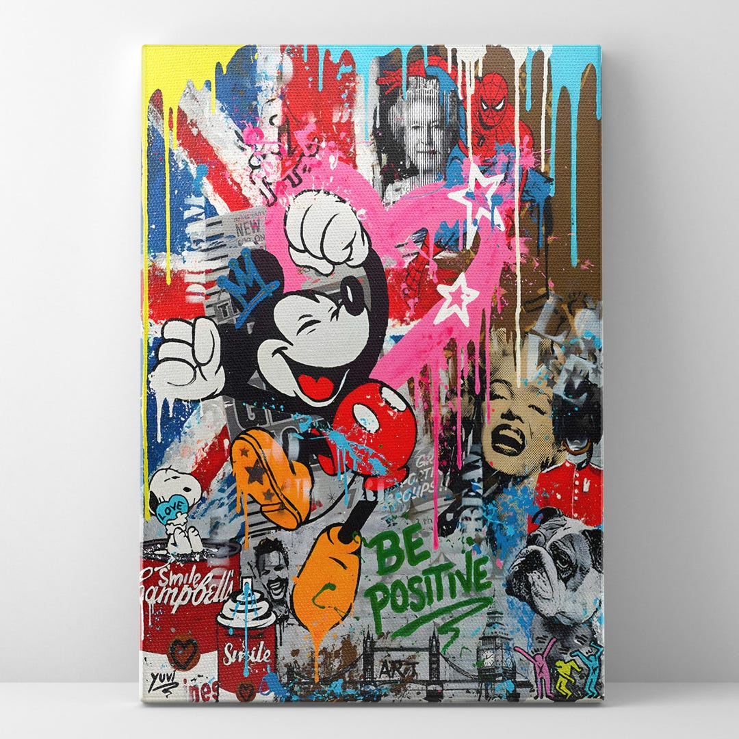 Be Positive Graffiti Canvas Wall Art – Urban Pop Culture Print for Home ...