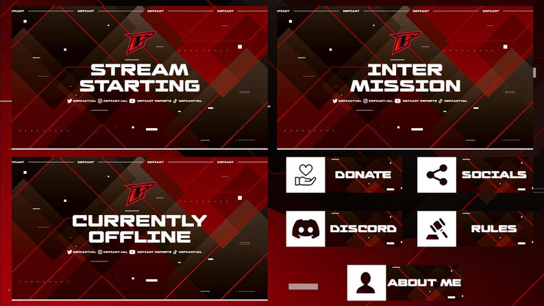 Twitch Stream Overlays Defiant Red - Etsy