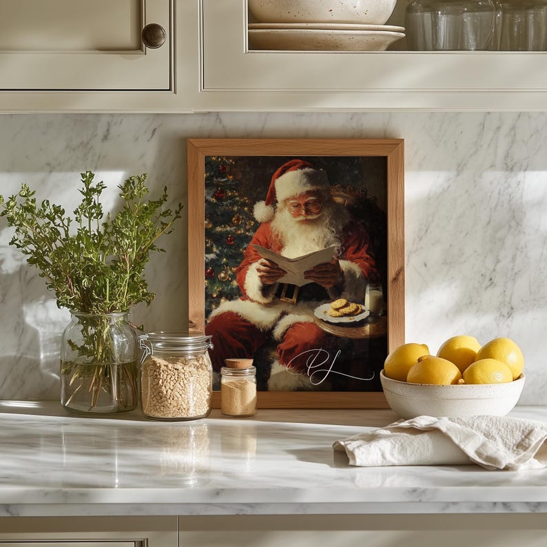 Festive Santa Claus Oil Painting, Realistic Christmas Illustration ...