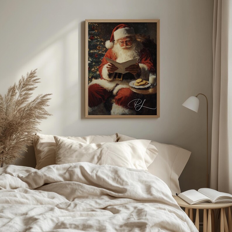 Festive Santa Claus Oil Painting, Realistic Christmas Illustration ...