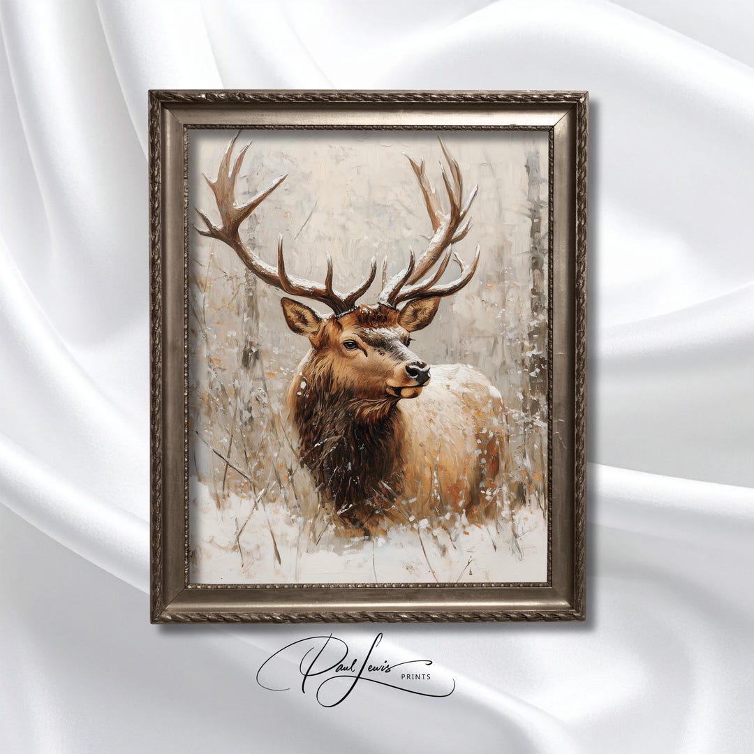 Majestic Elk Antler Printable - Premium Art Rustic Winter Lodge Decor ...