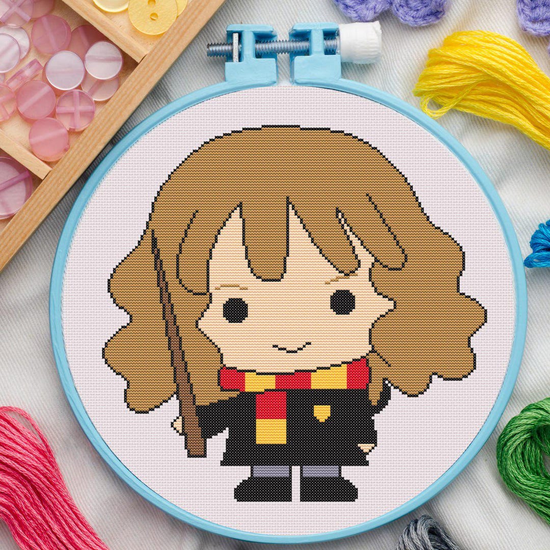 Chibi Witch Cross Stitch Pattern for Beginners. Easy Cross Stitch ...