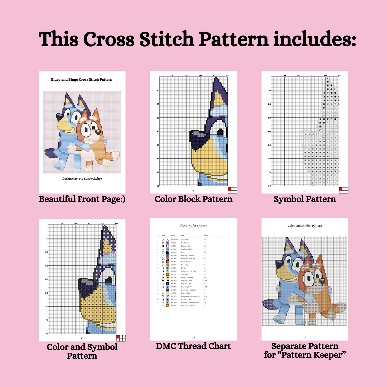 Bluey and Bingo Cross Stitch Pattern for Beginners. Blue Heeler Cross ...