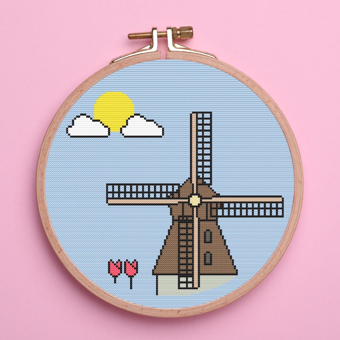 Kinderdijk Cross Stitch Pattern. Netherlands Cross Stitch Pattern. PDF ...