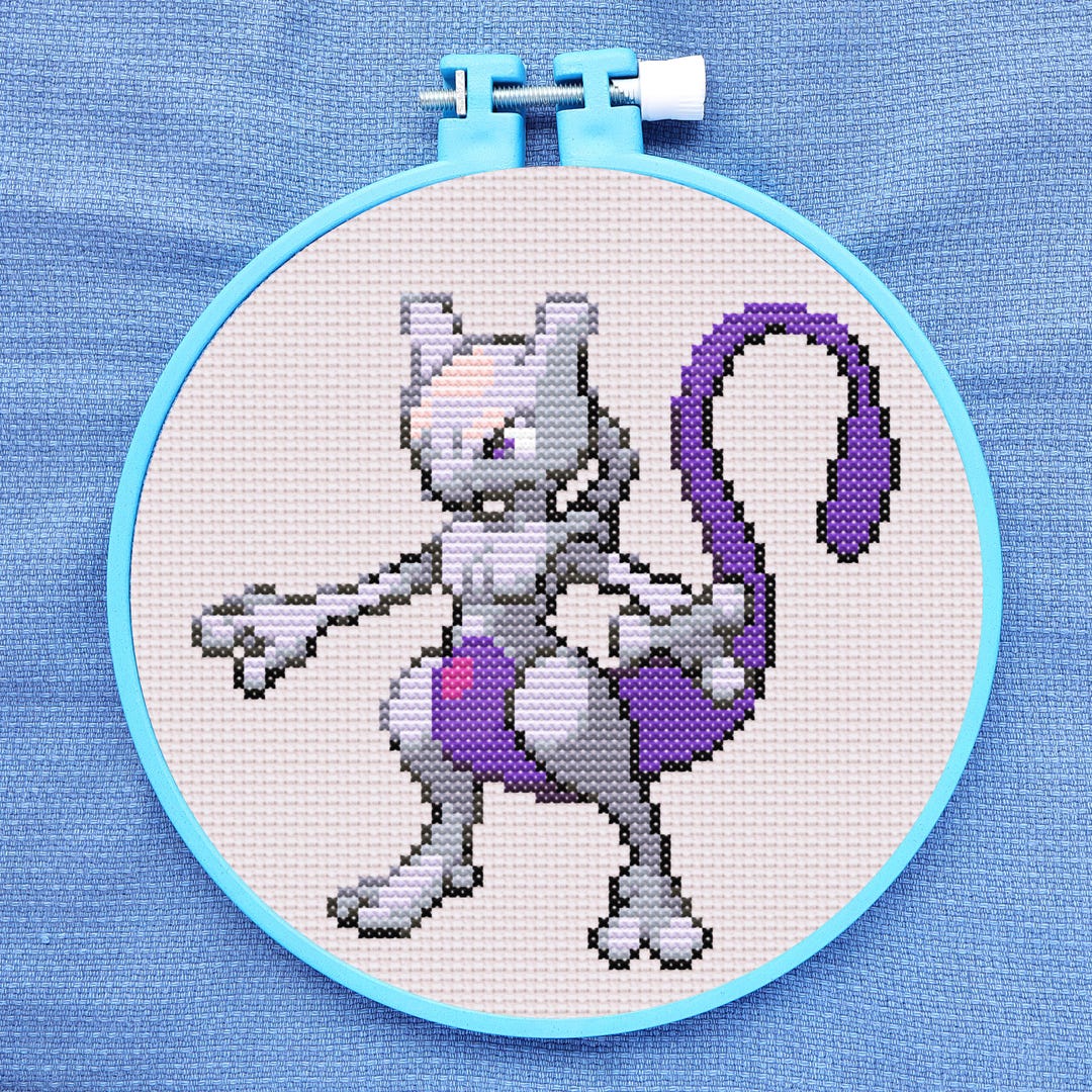 Psychic Type #150 Pixel Art Cross Stitch Pattern. Sprite Cross Stitch ...