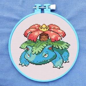 Venusaur Cross Stitch Pattern. Sprite Cross Stitch Pattern. 8-bit Cross ...