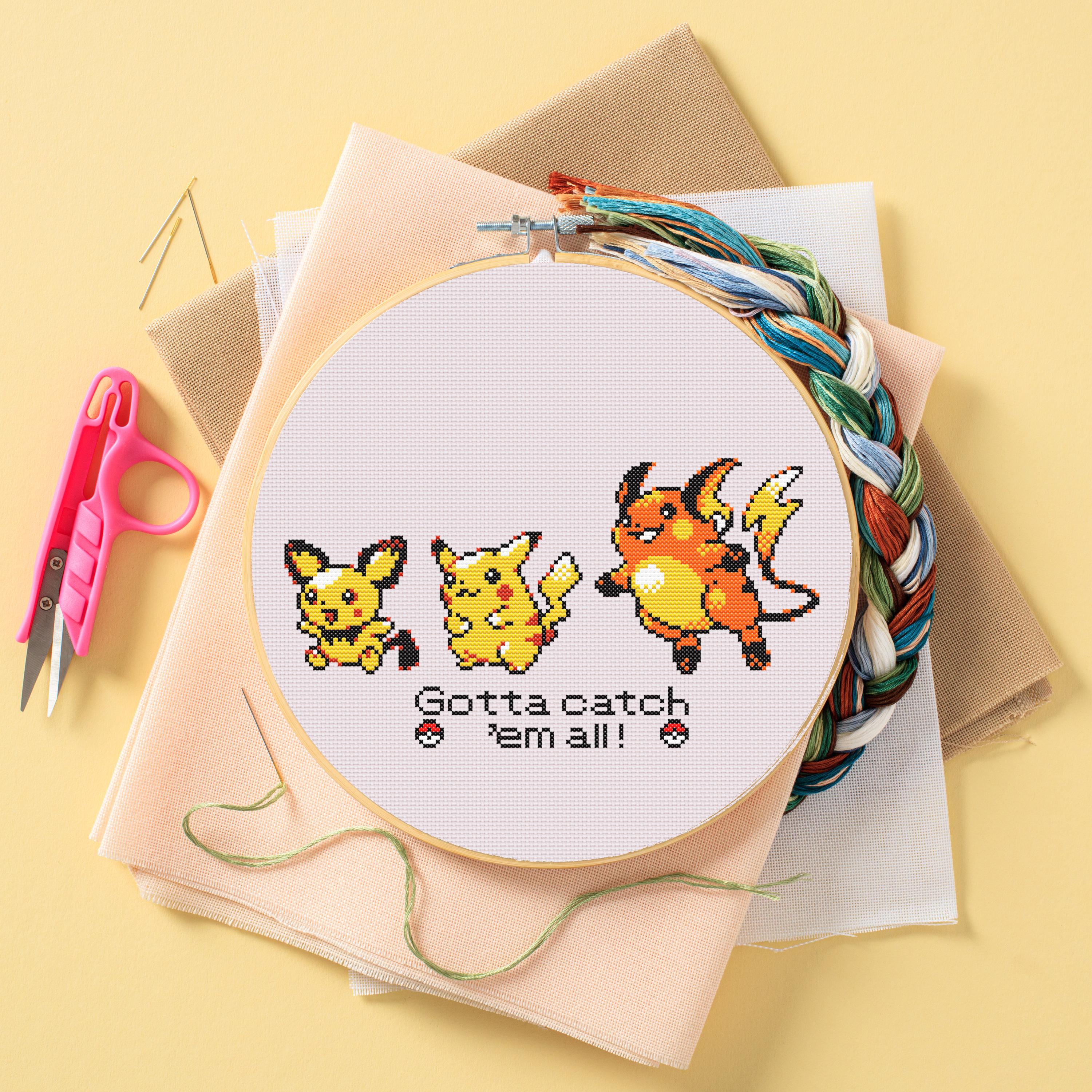 Pikachu Evolution Cross Stitch Pattern. Geeky Cross Stitch Pattern. 8 ...