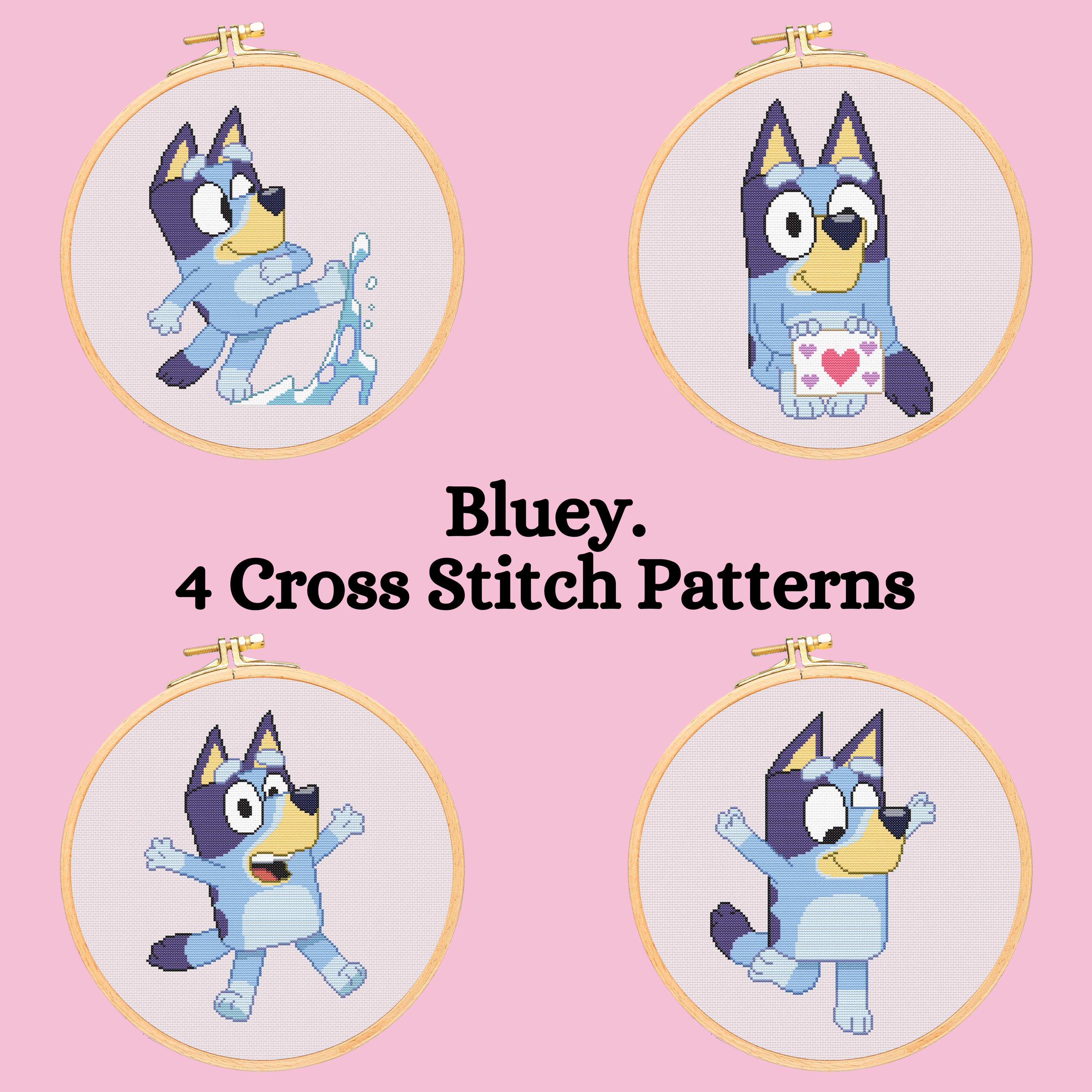 4x Bluey Cross Stitch Patterns for Beginners. Blue Heeler Cross Stitch ...