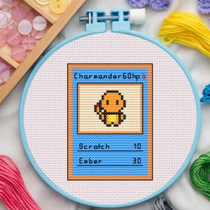 Charmander Card Cross Stitch Pattern. Geeky Cross Stitch Pattern. 8-bit ...