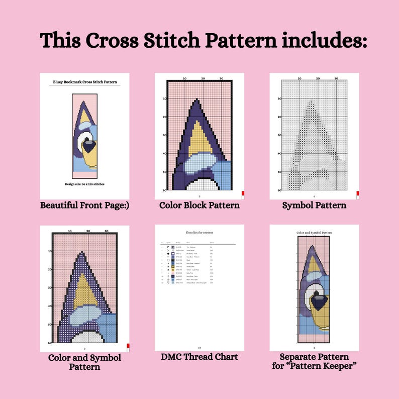 Bluey Bookmark Cross Stitch Pattern. Cross Stitch Pattern Bookmark ...