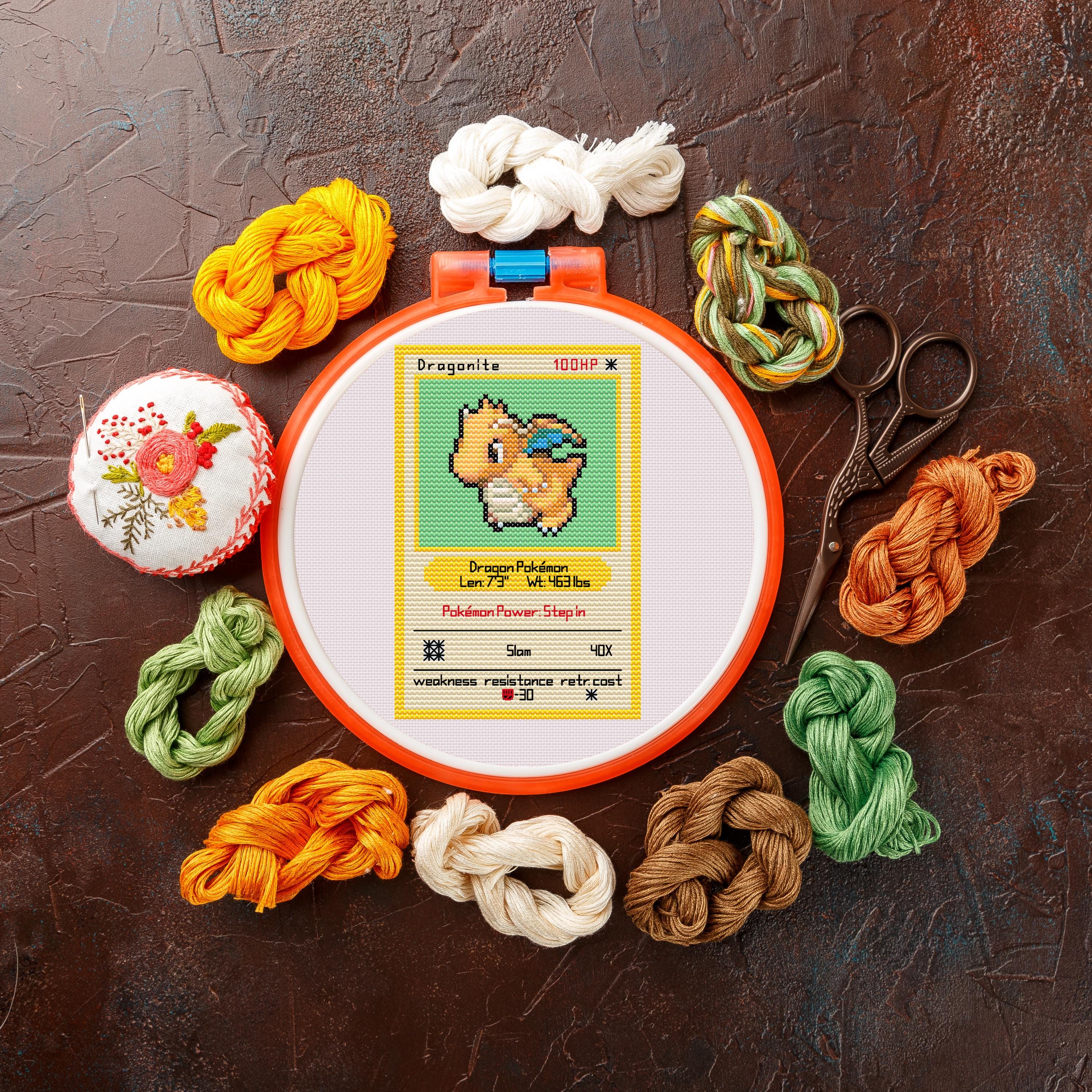 Dragonite Card Cross Stitch Pattern. Geeky Cross Stitch Pattern. 8-bit ...