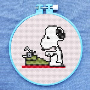 Beagle and Typewriter Cross Stitch Pattern for Beginners. Easy Cross ...