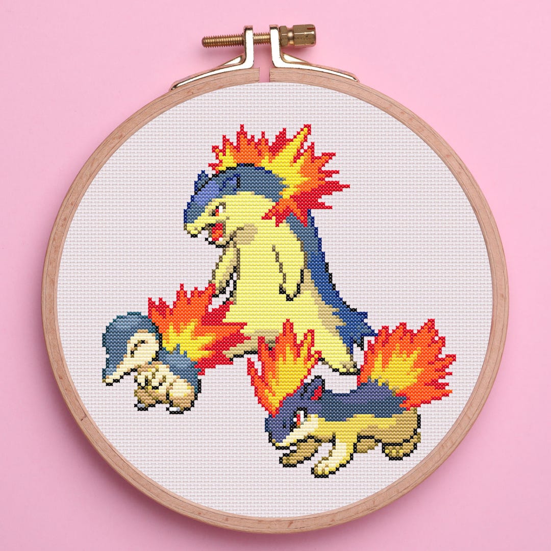 Cyndaquil Evolution Cross Stitch Pattern. Geeky Cross Stitch Pattern. 8 ...