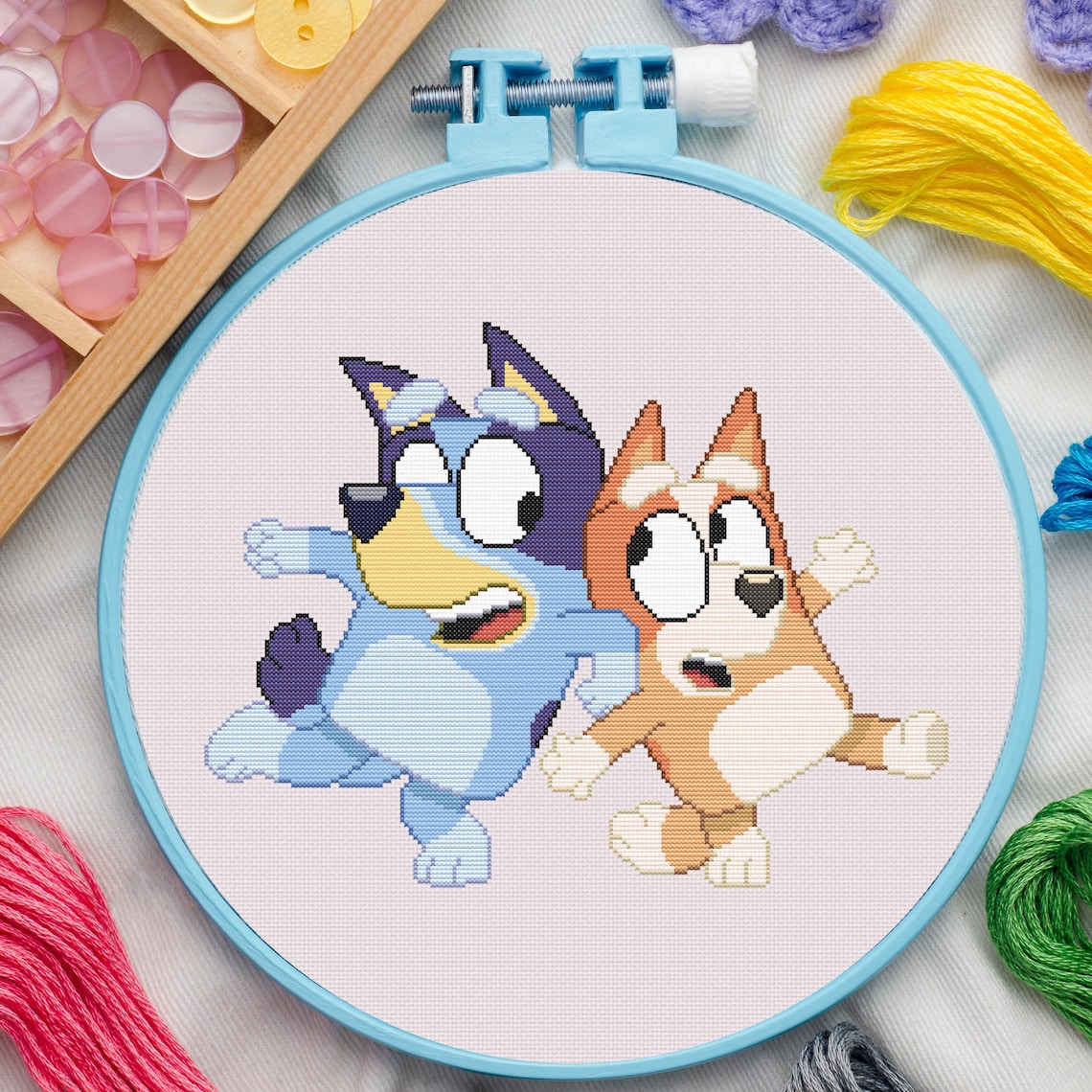 Bluey and Bingo Cross Stitch Pattern for Beginners. Blue Heeler Cross ...