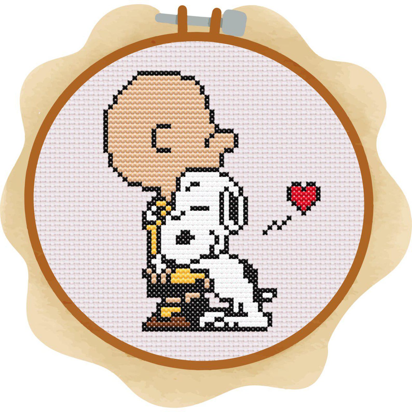 Snoopy Cross Stitch Pattern for Beginners. Peanuts Cross Stitch Pattern ...