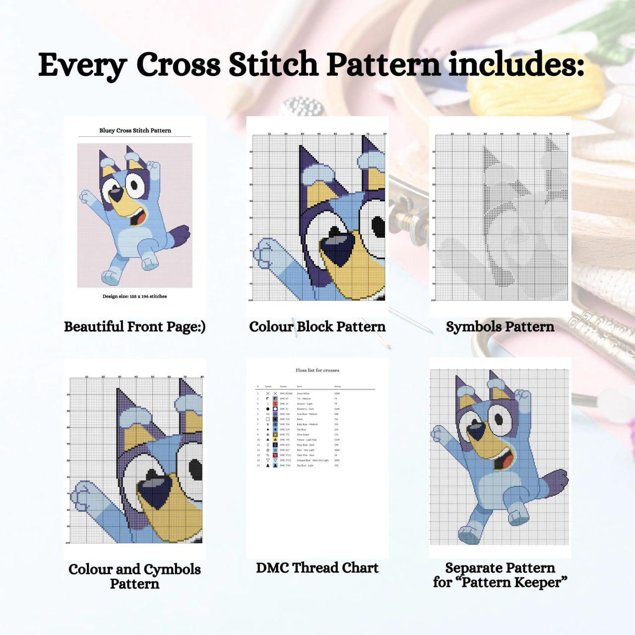 4x Bluey Cross Stitch Patterns for Beginners. Blue Heeler Cross Stitch ...