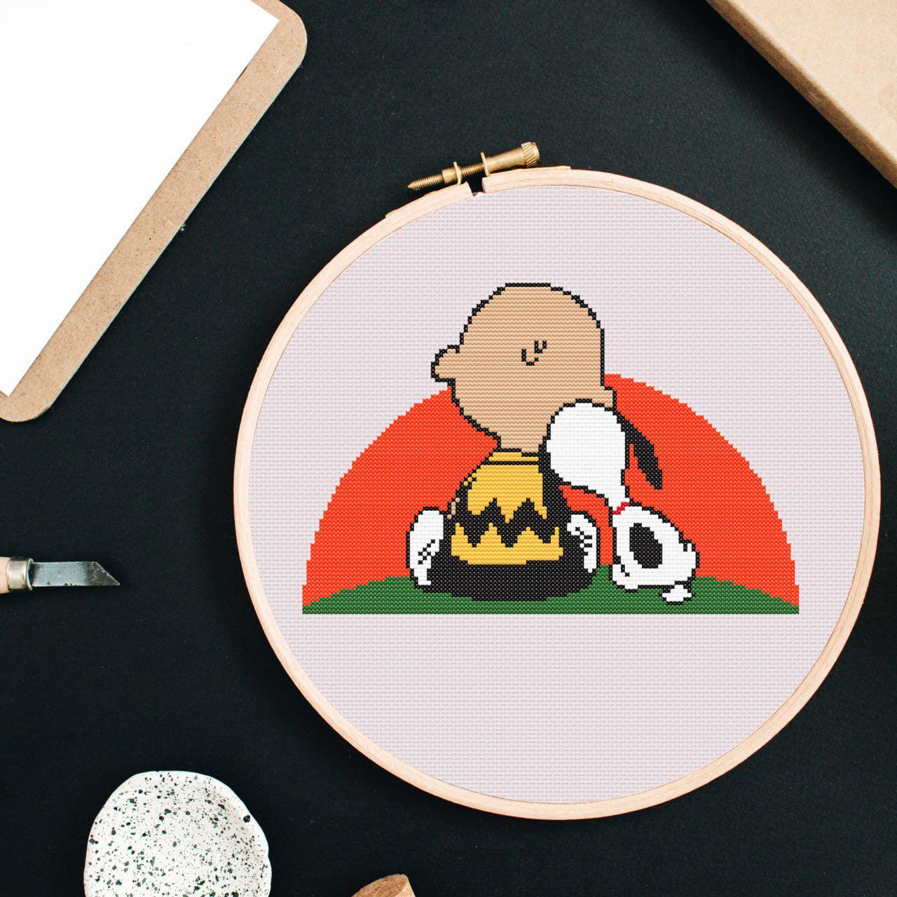 Snoopy Cross Stitch Pattern for Beginners. Peanuts Cross Stitch Pattern ...