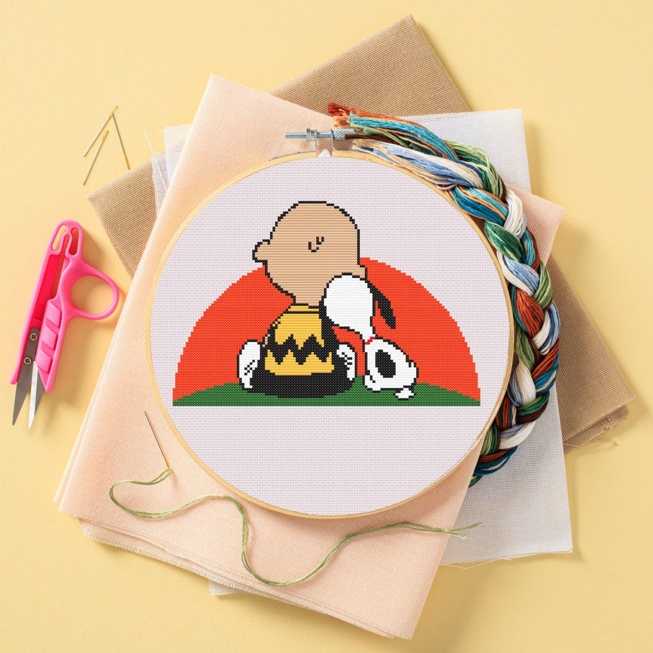 Snoopy Cross Stitch Pattern for Beginners. Peanuts Cross Stitch Pattern ...
