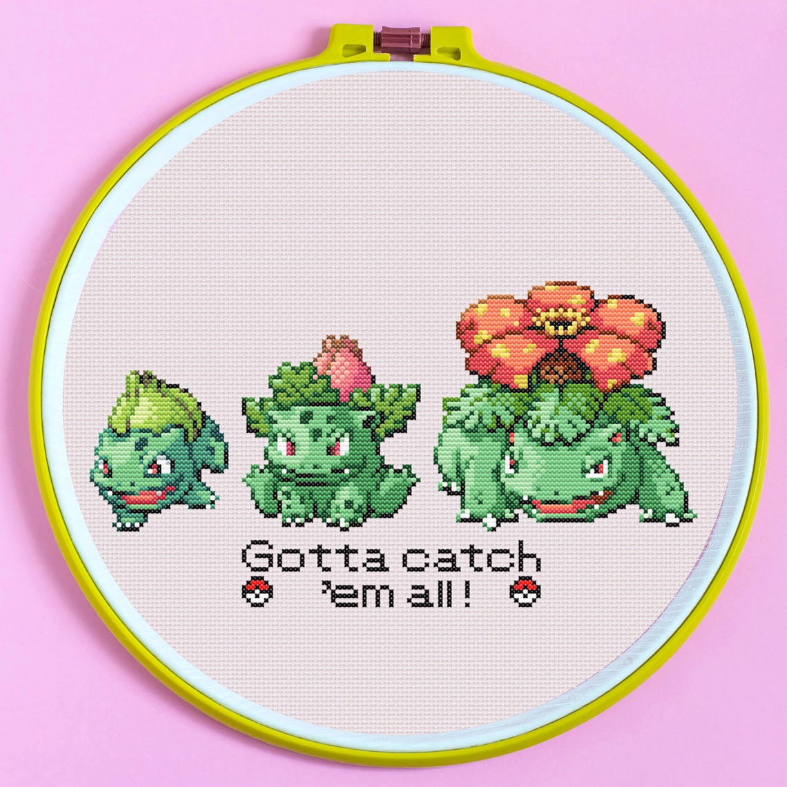 Bulbasaur Evolution Cross Stitch Pattern. Geeky Cross Stitch Pattern. 8 ...