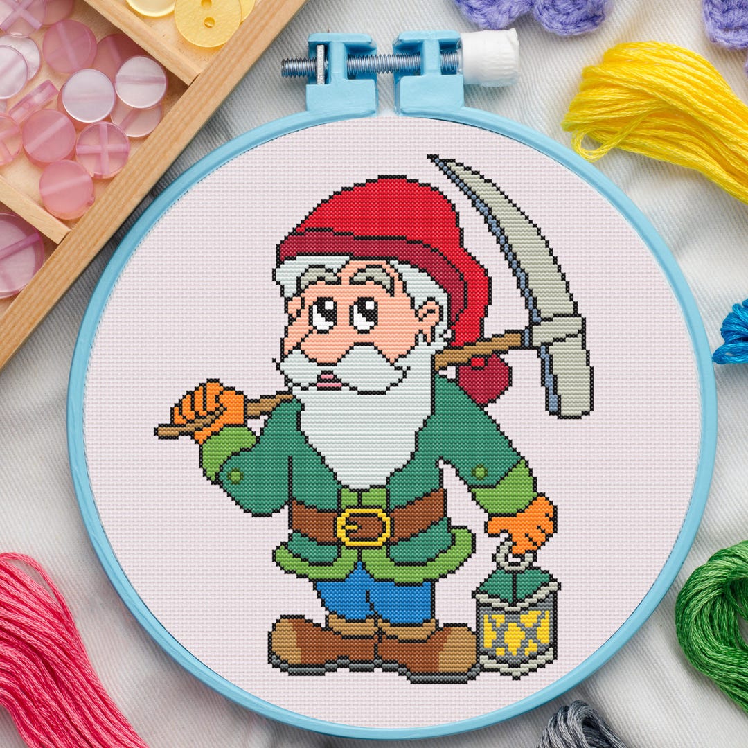 Gnome Cross Stitch Pattern for Beginners. Easy Cross Stitch Pattern ...