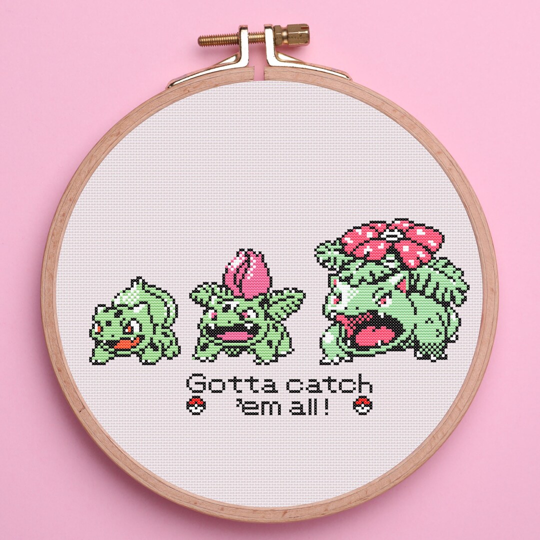 Bulbasaur Evolution Cross Stitch Pattern. Geeky Cross Stitch Pattern. 8 ...