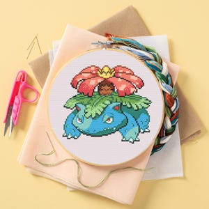 Venusaur Cross Stitch Pattern. Sprite Cross Stitch Pattern. 8-bit Cross ...