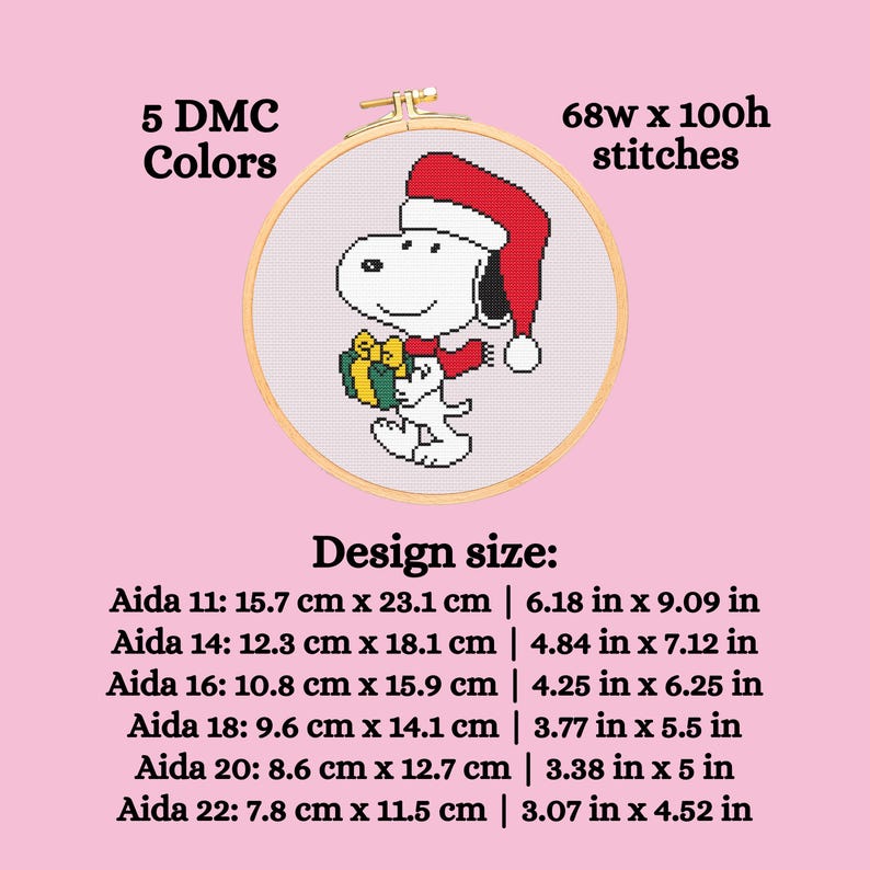 8 Snoopy Christmas Cross Stitch Patterns. Christmas Snoopy Cross Stitch ...