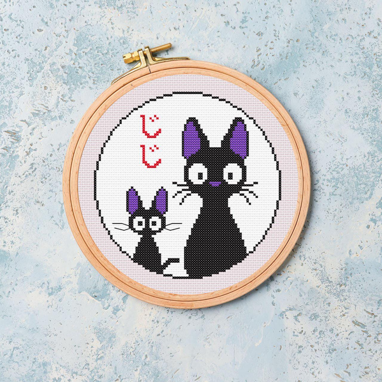 Anime Cat Cross Stitch Pattern for Beginners. Easy Cross Stitch Pattern ...