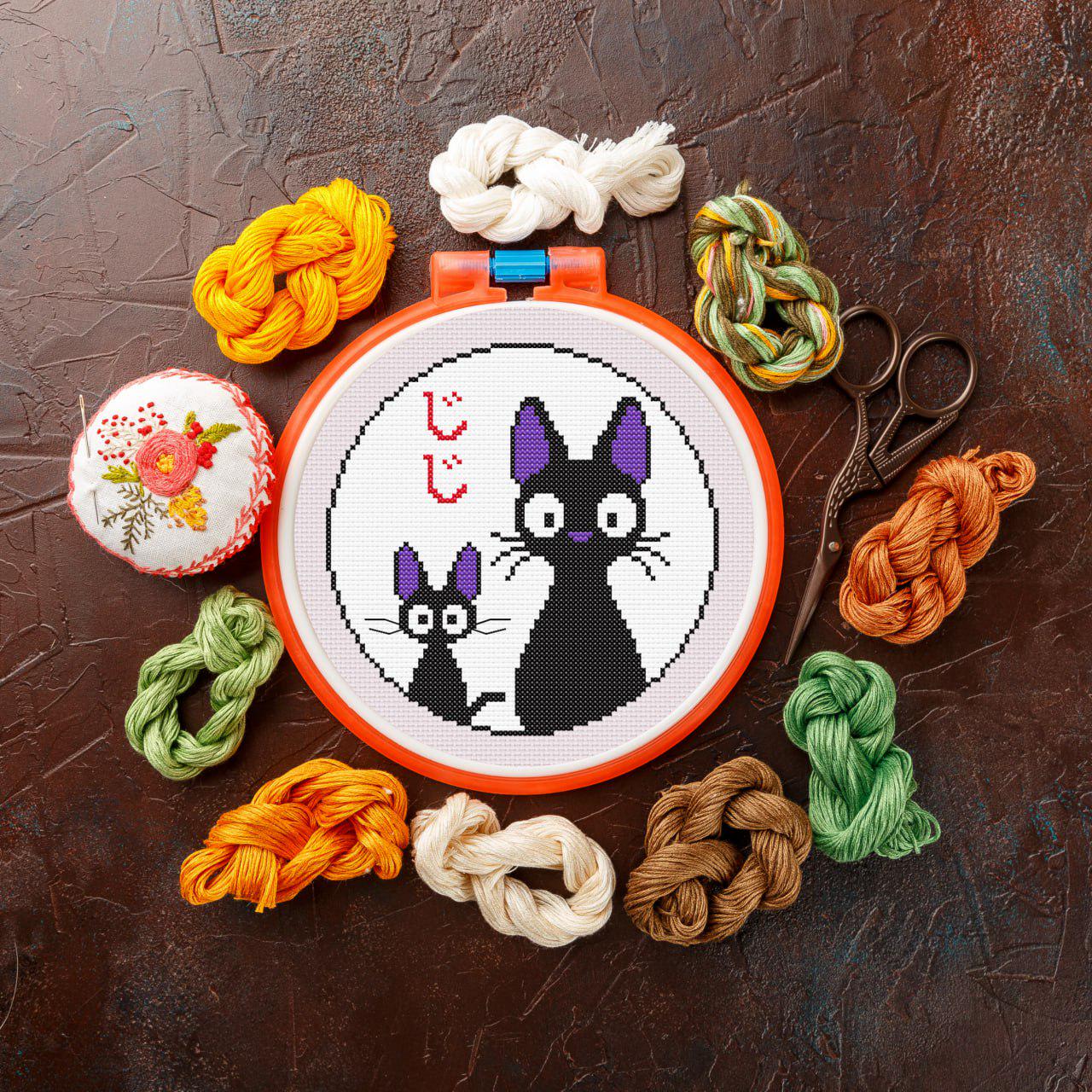 Anime Cat Cross Stitch Pattern for Beginners. Easy Cross Stitch Pattern ...