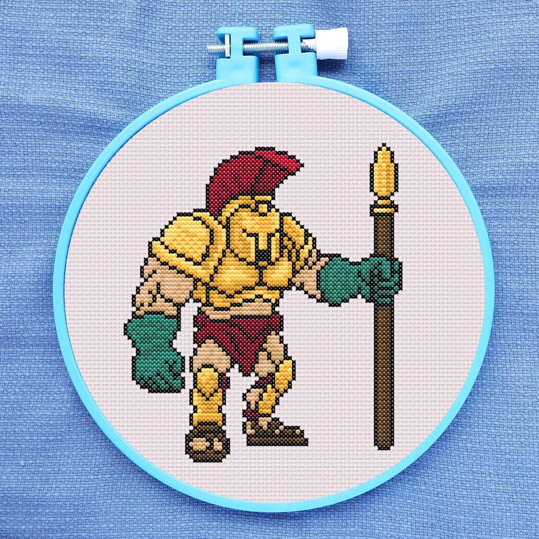 Gladiator Cross Stitch Pattern. Pixel Art Cross Stitch Pattern. 8 Bit ...