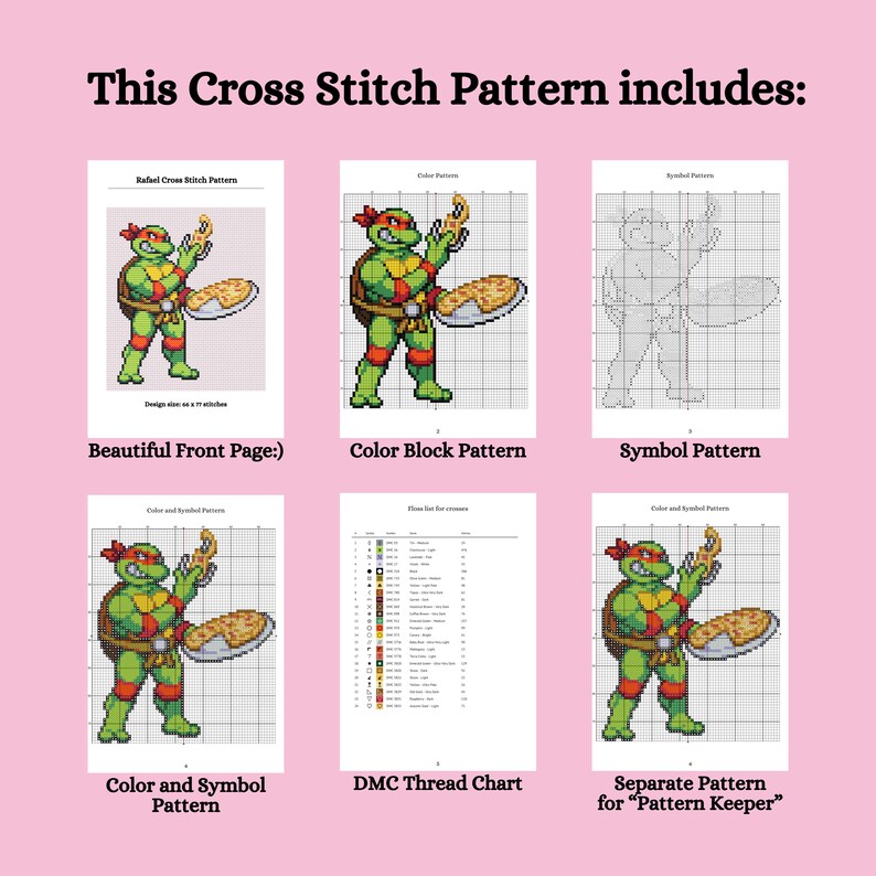 Rafael Ninja Cross Stitch Pattern. Videogame Cross Stitch Pattern. Easy ...
