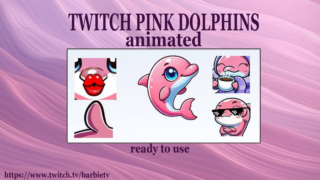 Set of 5 Animated Pink Dolphin Emotes for Twitch - Etsy