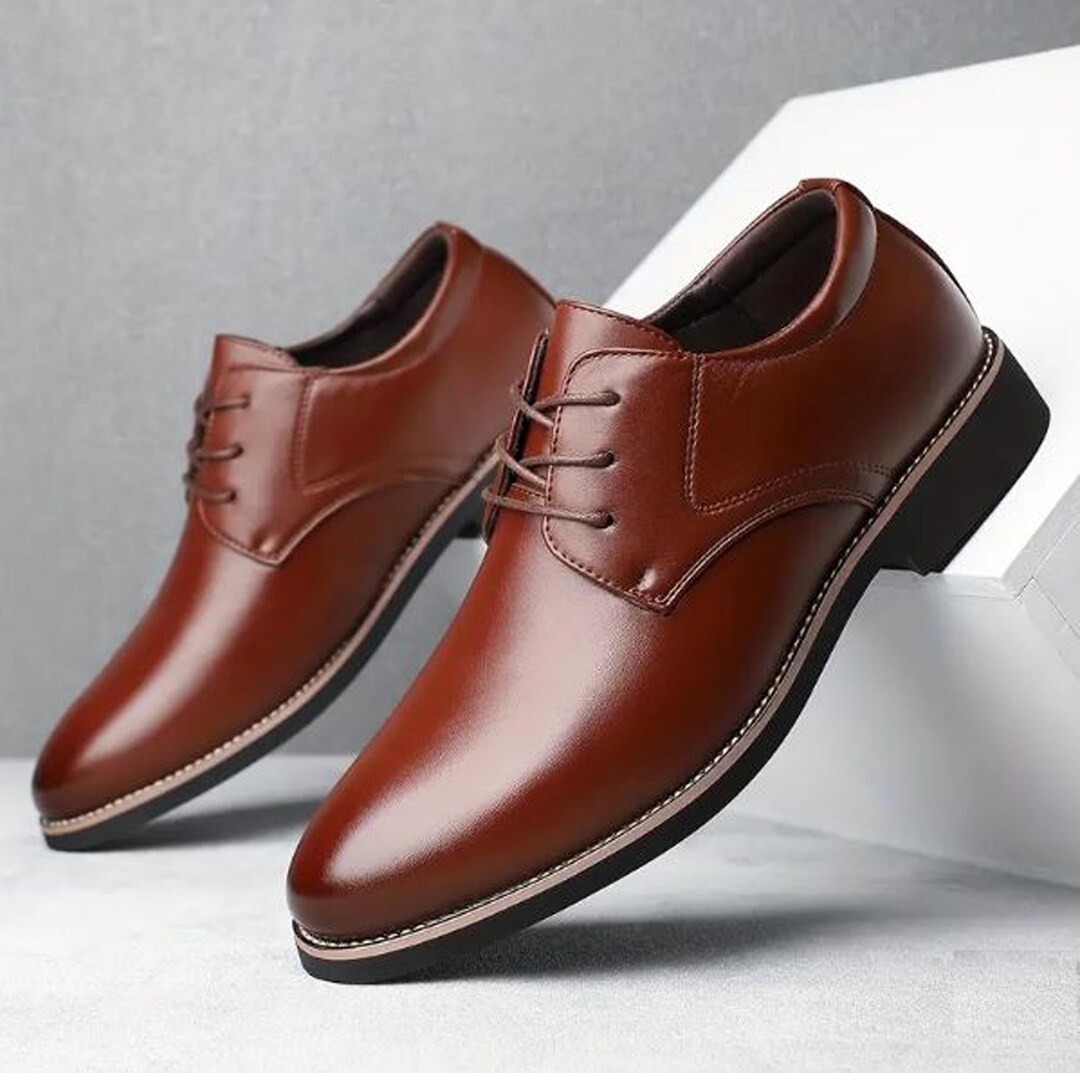 Handmade Brown Color Original Calf Leather Stylish Lace up Derby Shoes ...