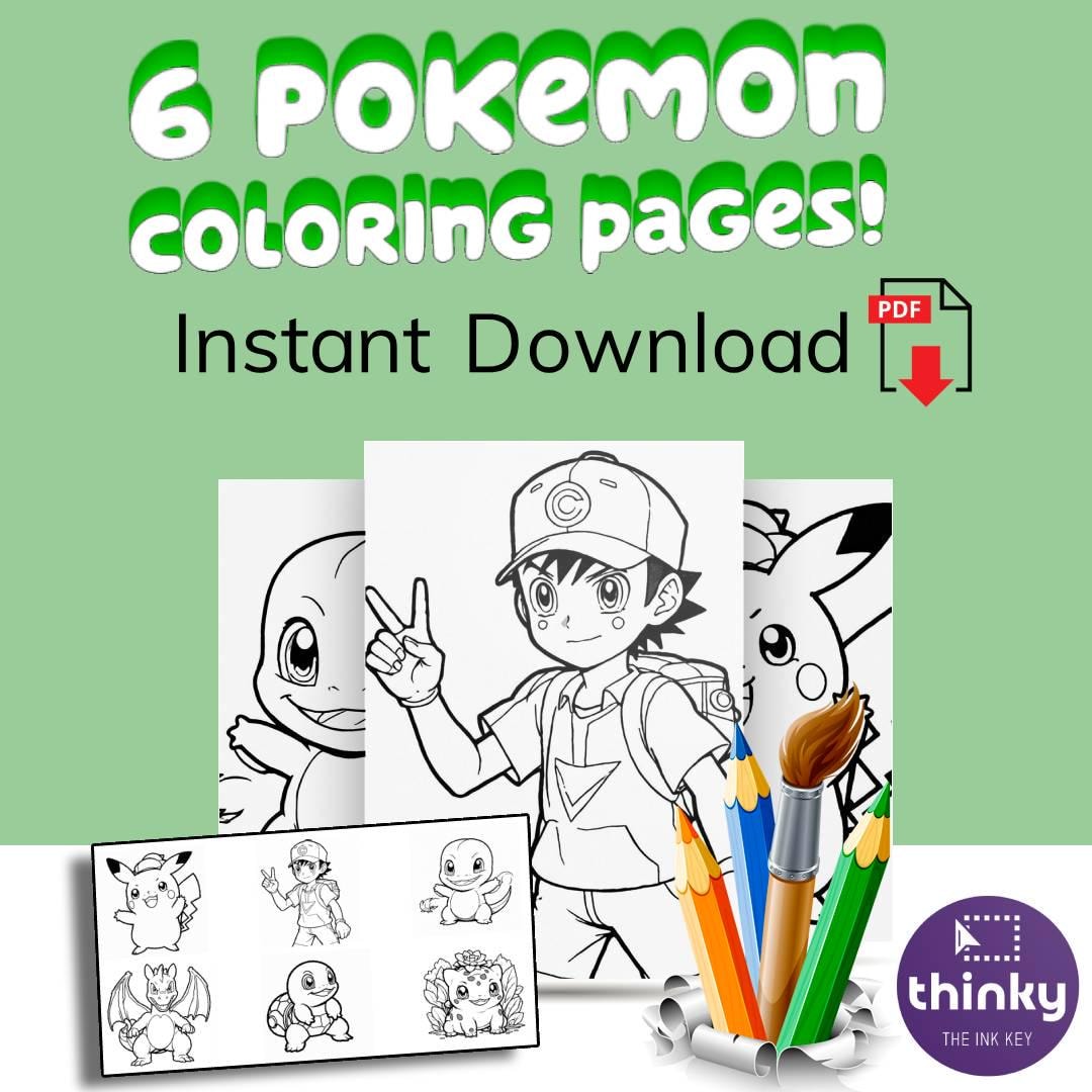Pokemon Digital Coloring Pages for Kids Fun and Creative Art Downloads ...