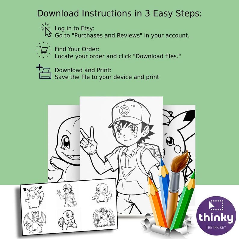 Pokemon Digital Coloring Pages for Kids Fun and Creative Art Downloads ...