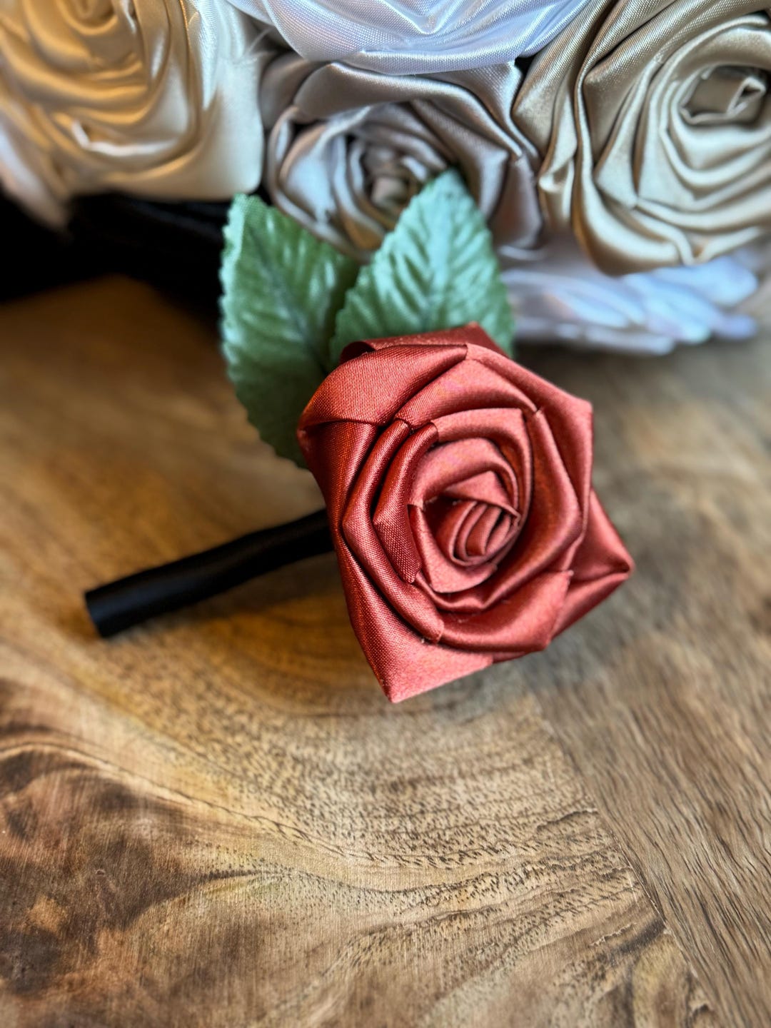 Burnt Orange Boutonniere, Single Rose Boutonniere for Wedding, Groom ...