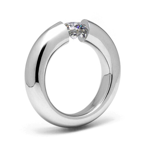 1ct Garnet Ring Tension Set Mounting in Stainless Steel by - Etsy