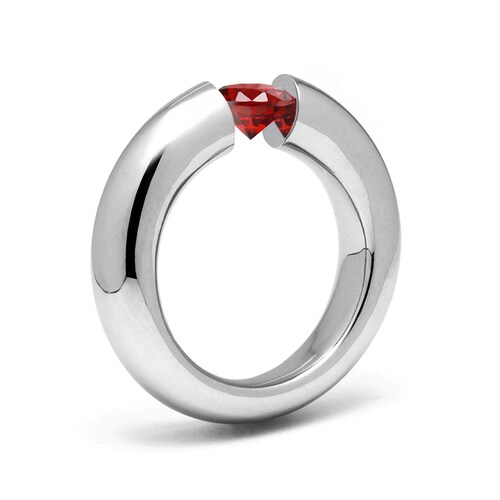 1ct Garnet Ring Tension Set Mounting in Stainless Steel by - Etsy