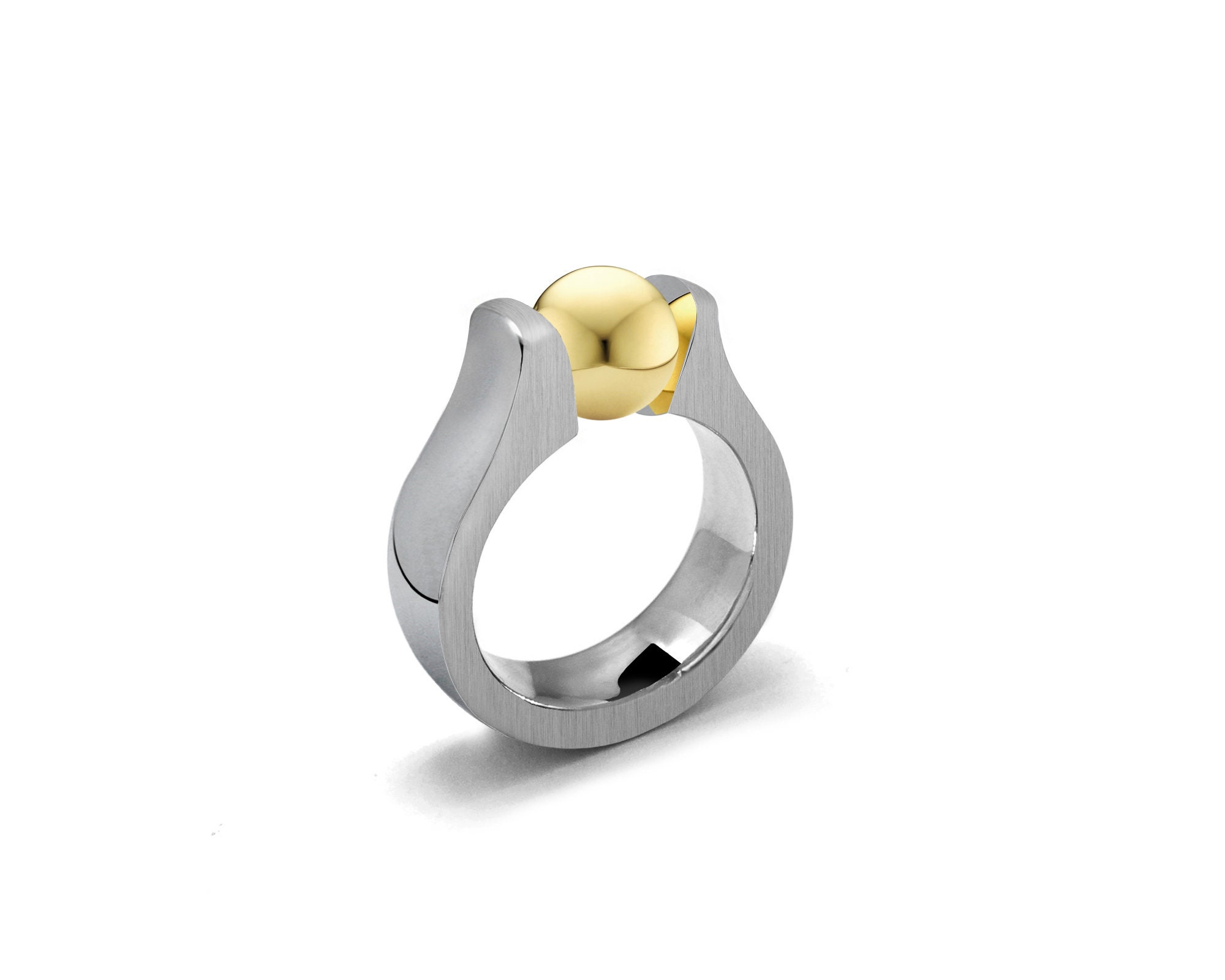 Gold and Stainless Steel Tension Ring Two Tone design by Taormina Jewelry