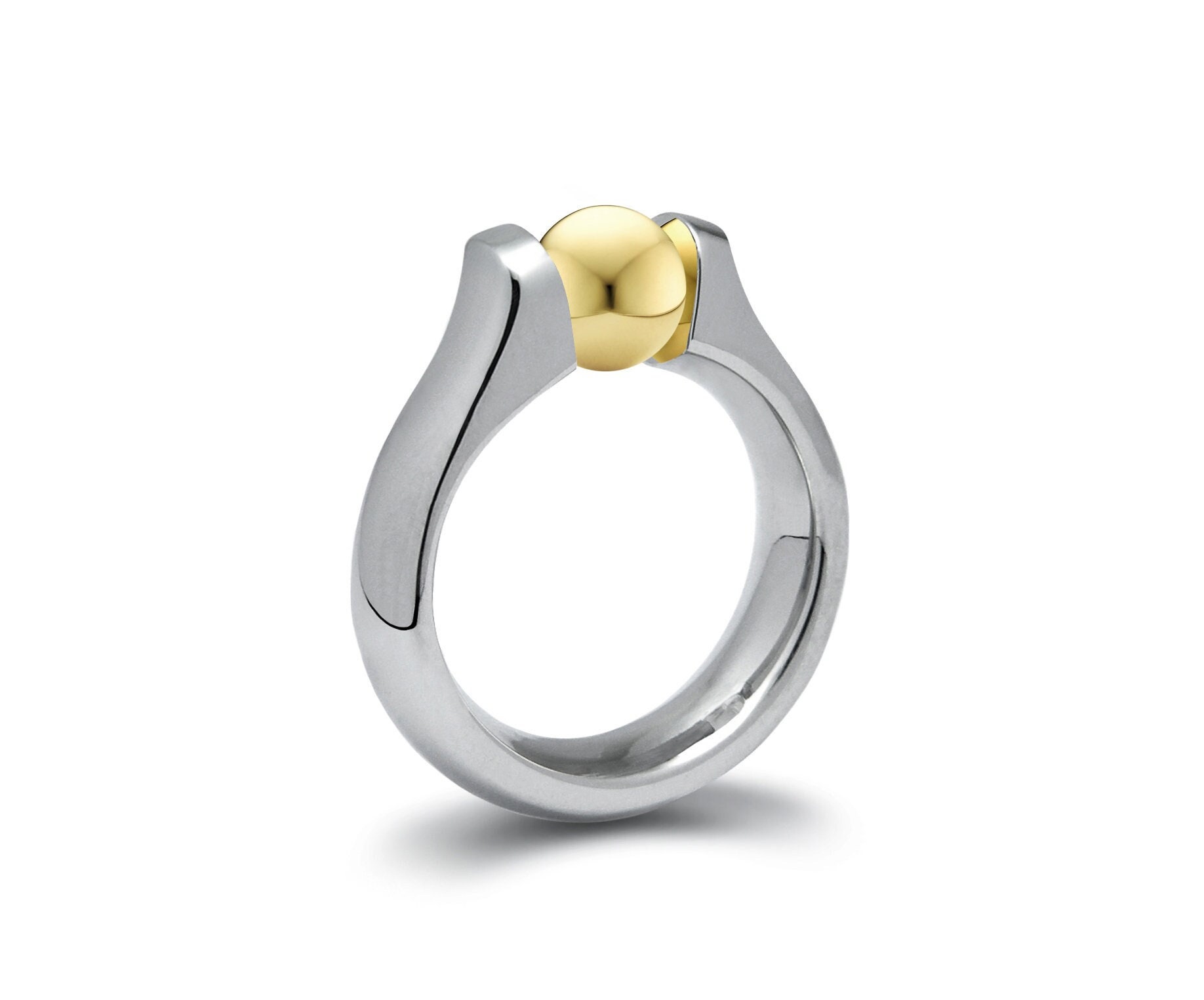 Gold and Stainless Steel Tension Ring Two Tone design by Taormina Jewelry