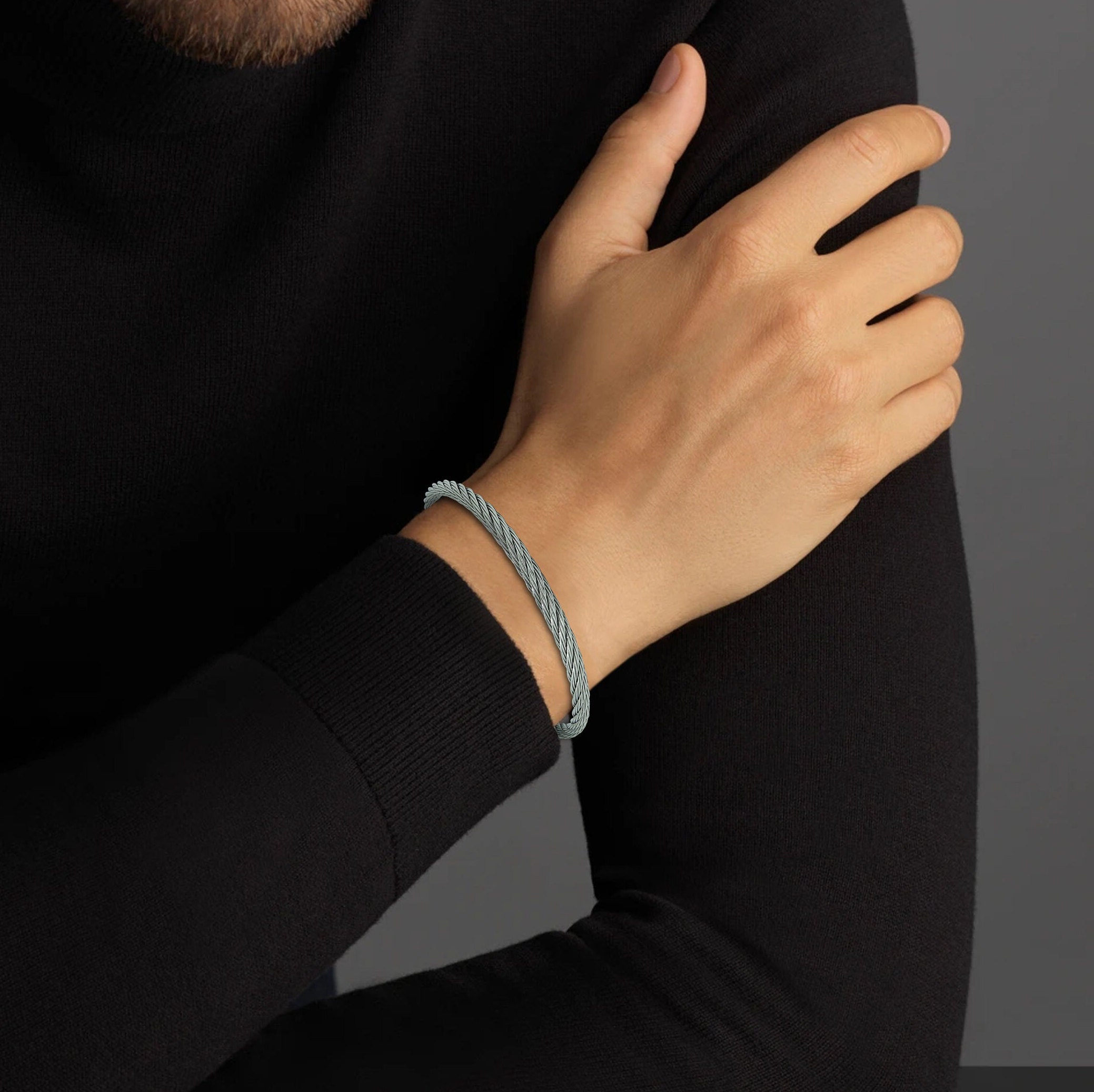 4mm stainless steel cable rope bracelet by Taormina Jewelry