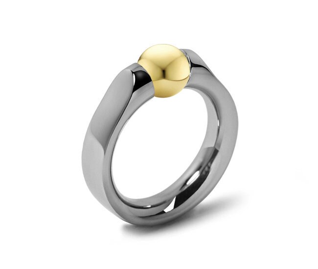 Gold and Stainless Steel Tension Ring Two Tone design by Taormina Jewelry