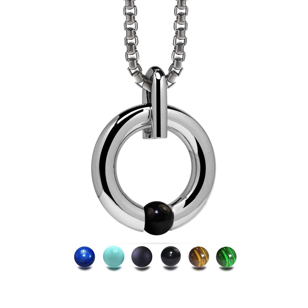Stainless Steel Semiprecious Sphere Pendant: LUNA Tubular Necklace - Etsy