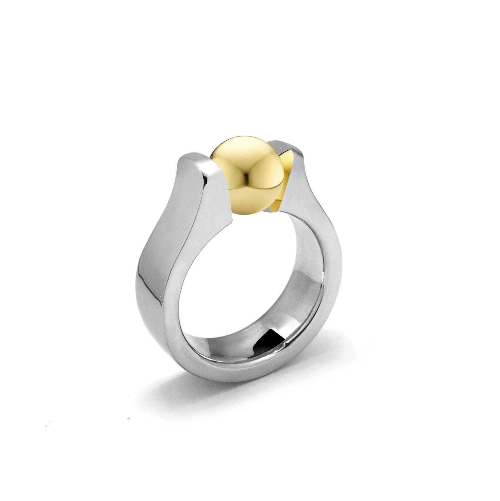 Gold and Stainless Steel Tension Ring Two Tone design by Taormina Jewelry