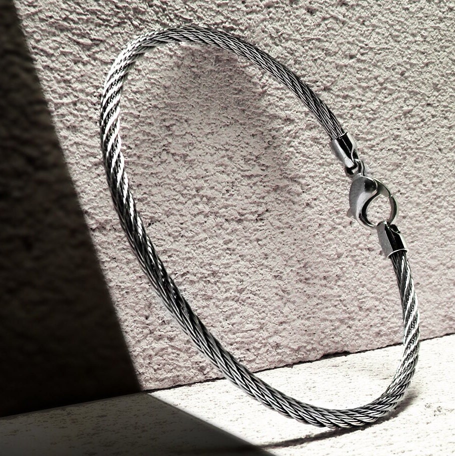 4mm stainless steel cable rope bracelet by Taormina Jewelry